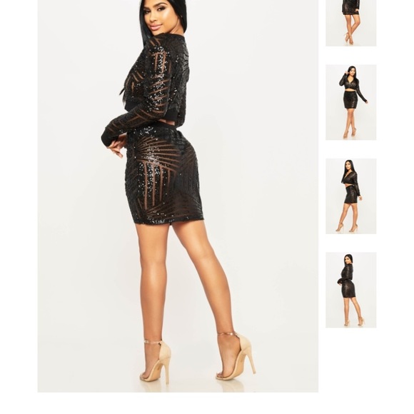 Skirts | Black Sequin Matching Set | Poshmark